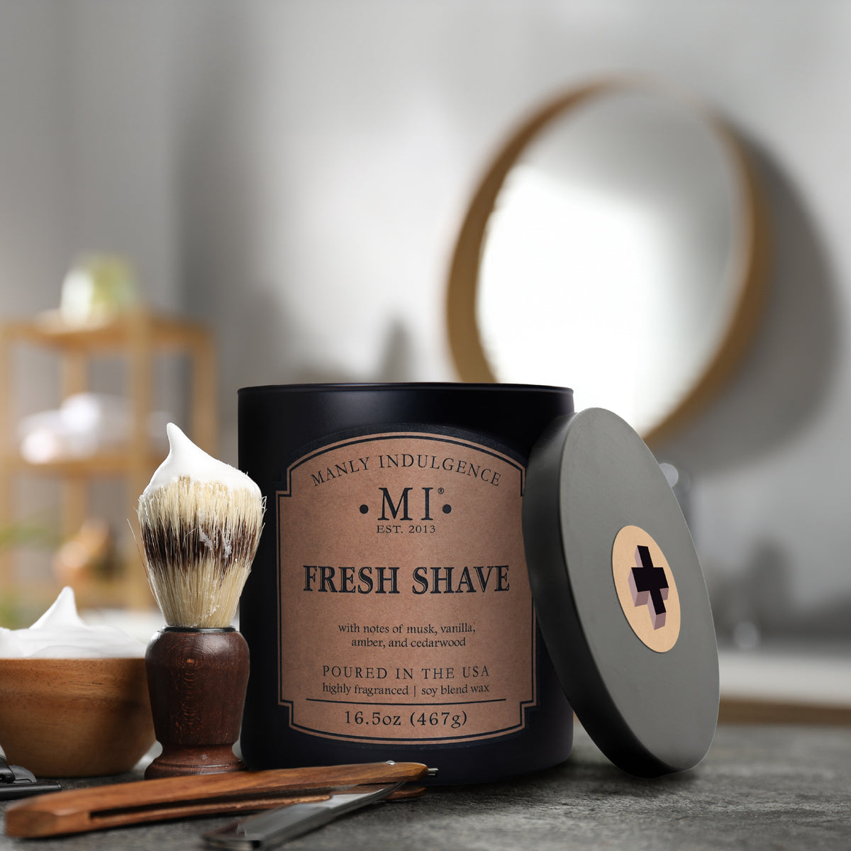 Manly Indulgence Fresh Shave, Classic+, 2-Wick, 16.5 oz, 60h Burn ...
